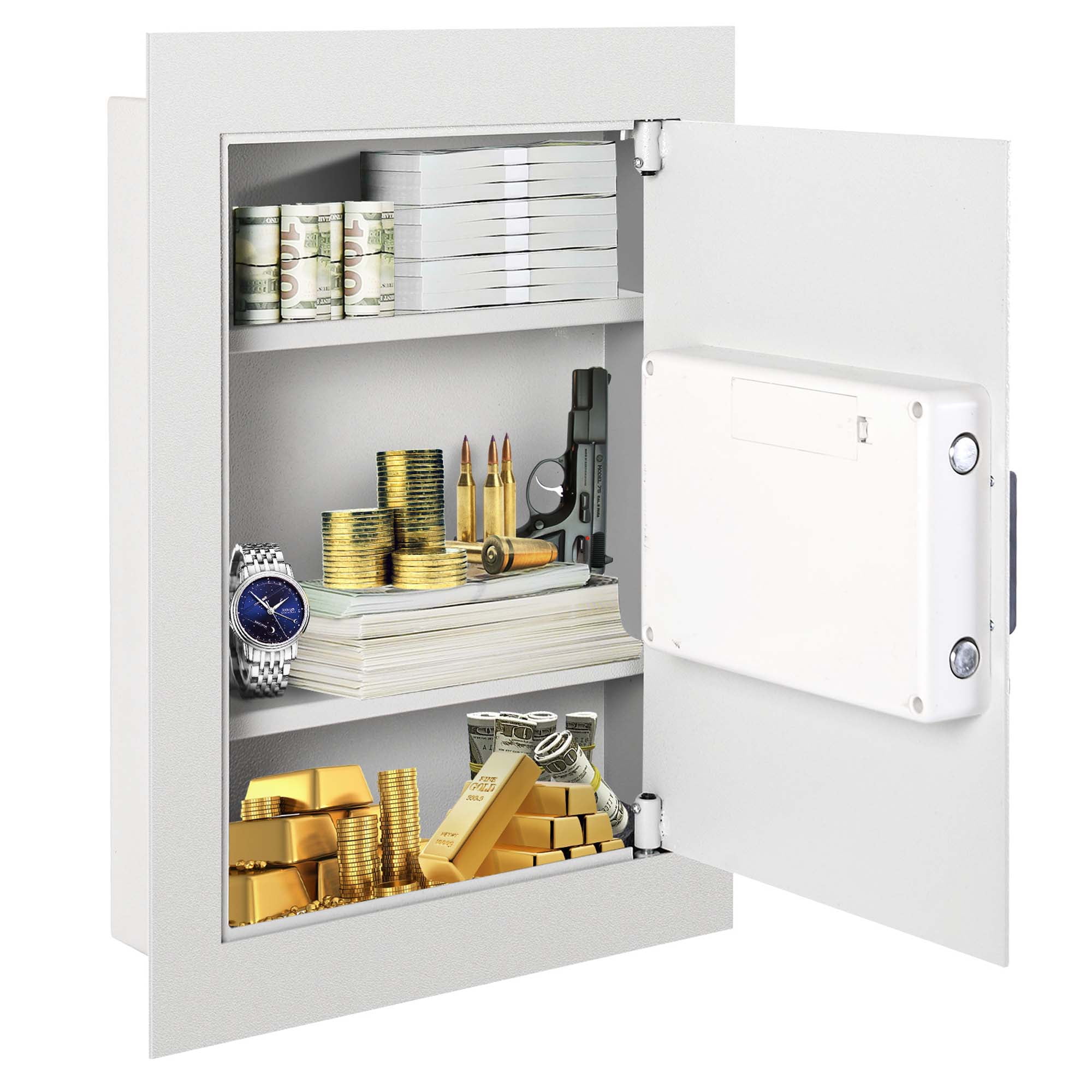 Electronic Home Security Wall Safe: Digital Lock, Combination, Shelves ...