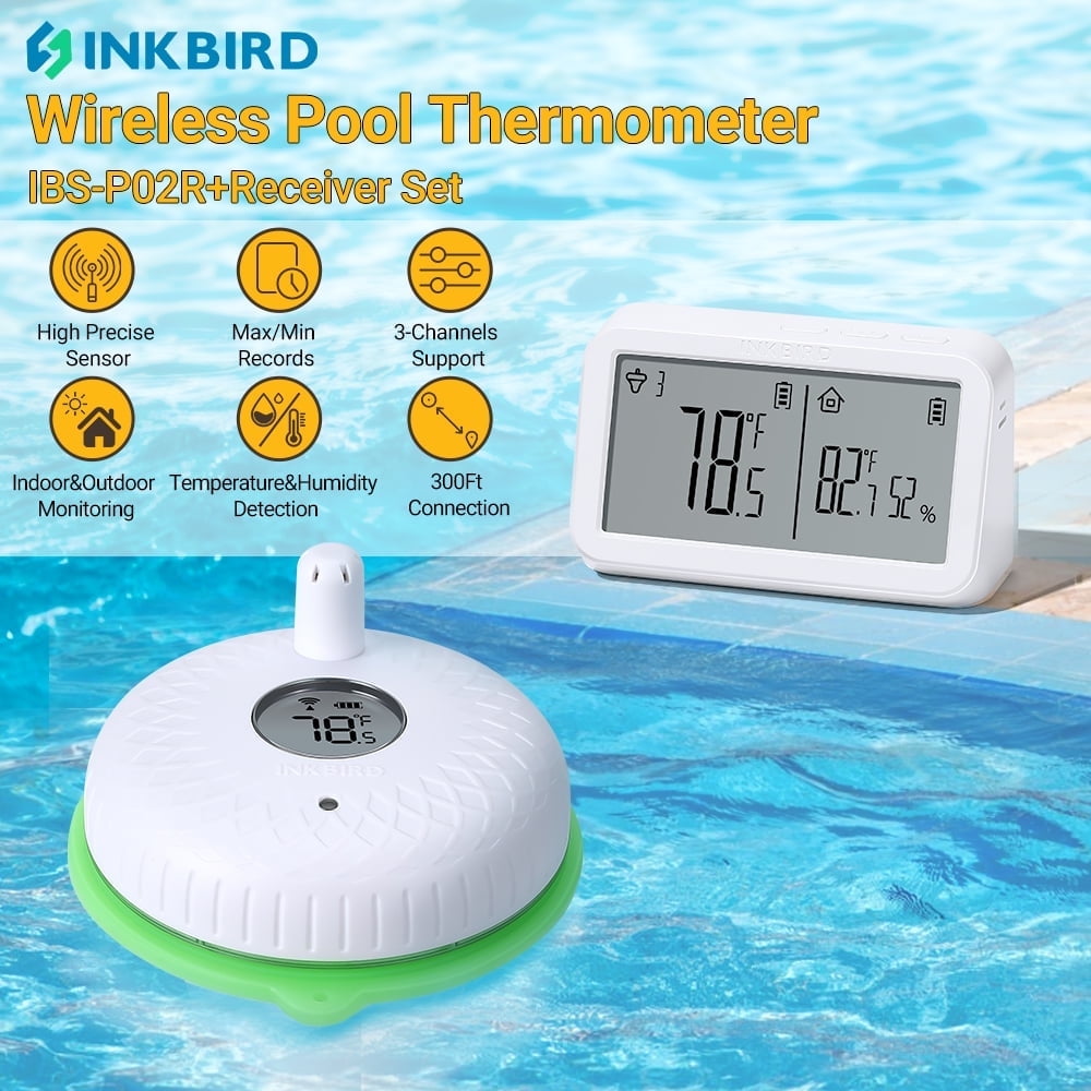 Inkbird Digital Floating Pool Thermometer Set P02R, Wireless Spa ...