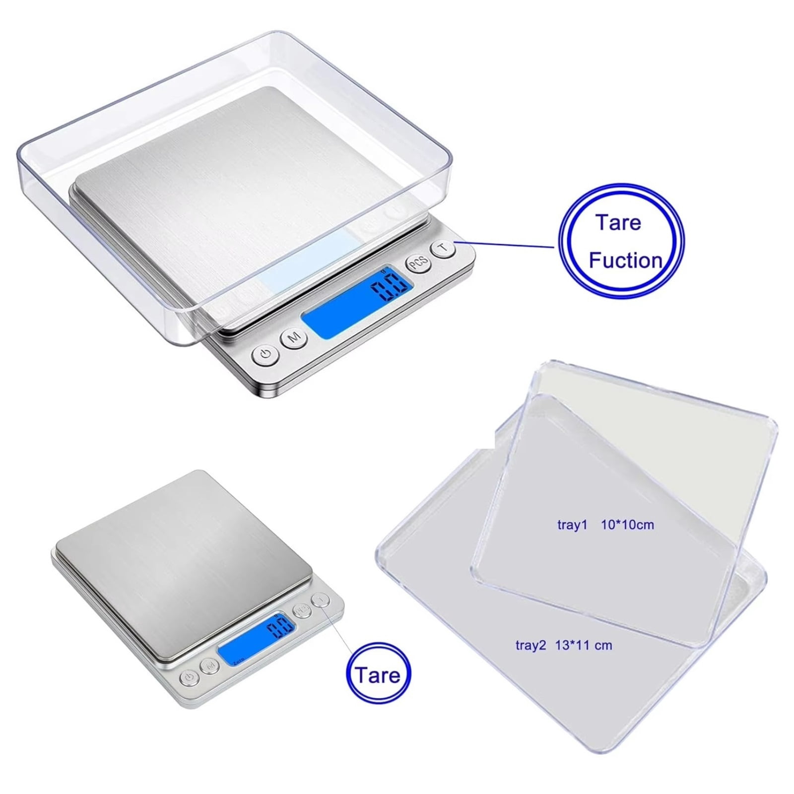 Digital Food Scale with Gram and Ounce Kitchen Scale with Tray Portable ...