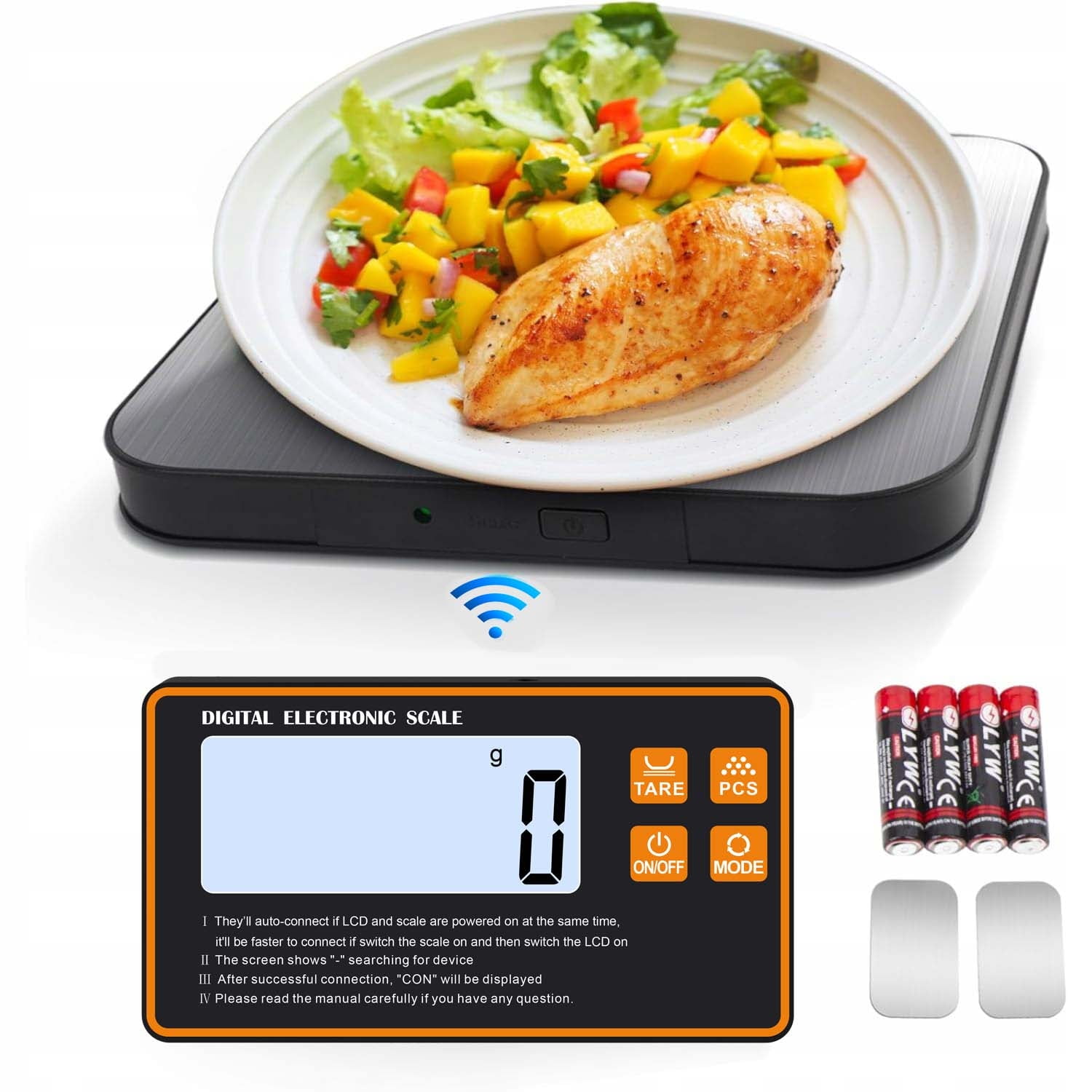 Digital Food Scale with Wireless LCD Display, 15kg/33lb Cooking Scale ...