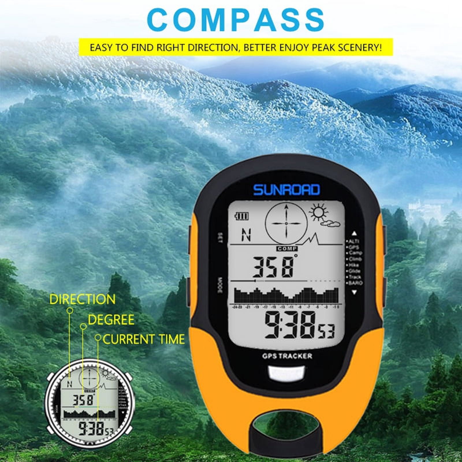 Digital GPS Tracker Altimeter Compass Barometer Air Pressure Altitude ...