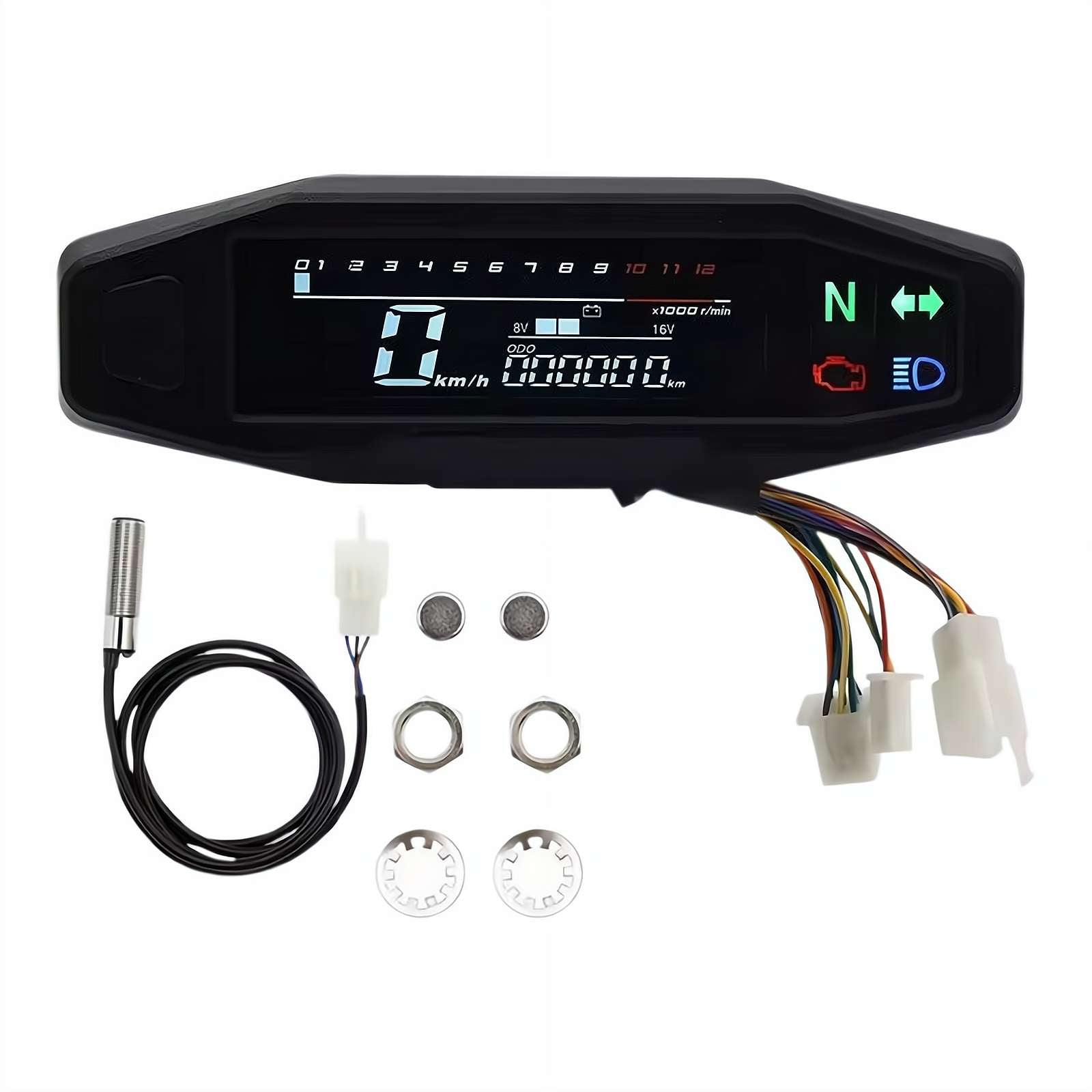 Digital Gauge Motorcycle Speedometer Oil Gauge Tachometer Universal ...