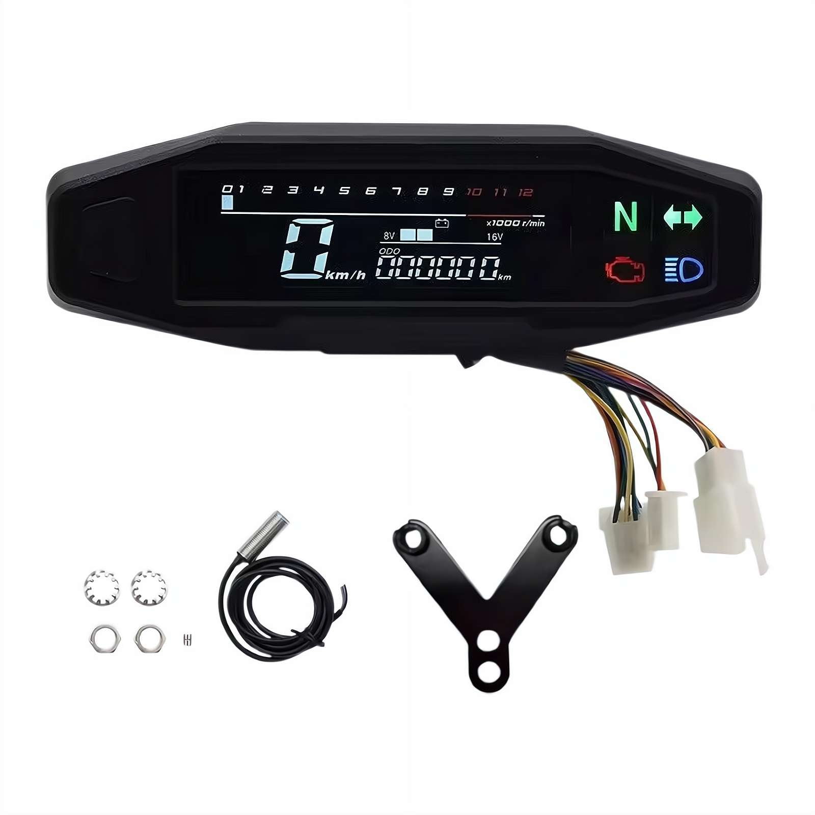 Digital Gauge Motorcycle Speedometer Oil Gauge Tachometer Universal ...