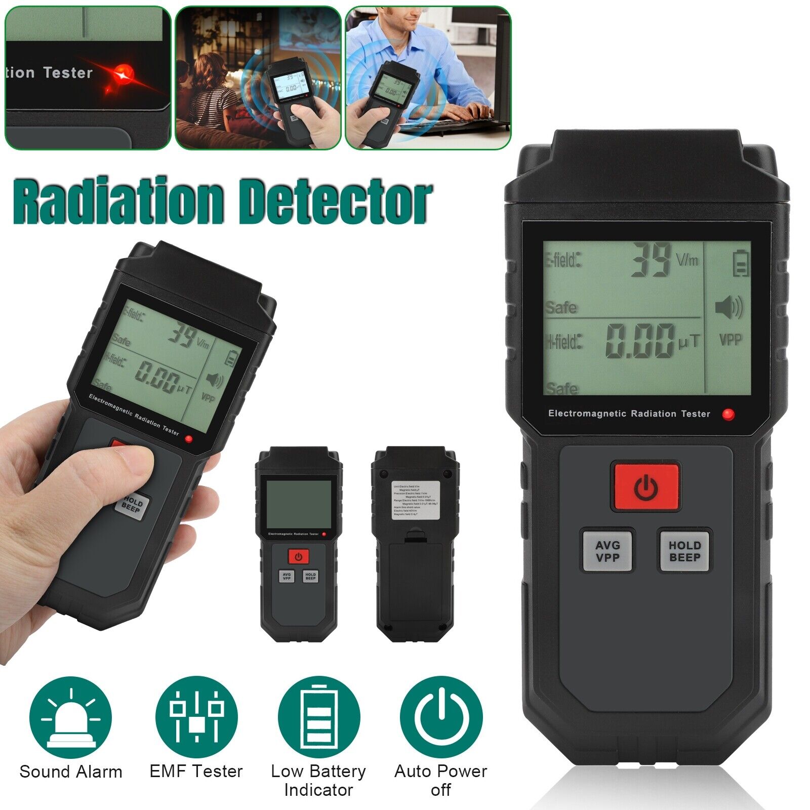 Digital Geiger Counter EMF Meter Radiation Detector Electromagnetic ...