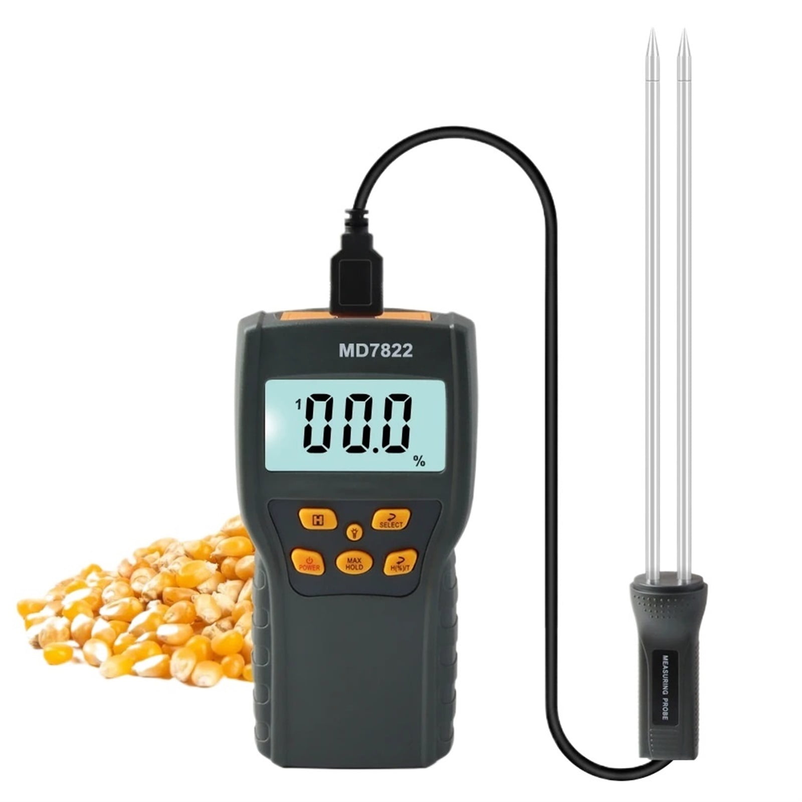 Digital Grain Moisture Meter Food Thermometer Humidity Tester Long ...