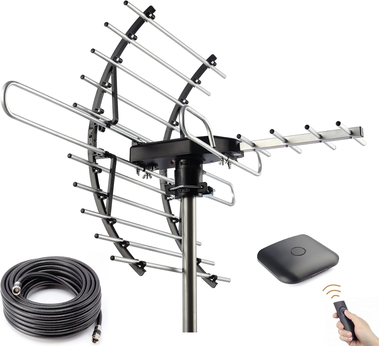 Digital HD TV Antenna, Outdoor/Attic 360 Degree Rotation Wireless ...