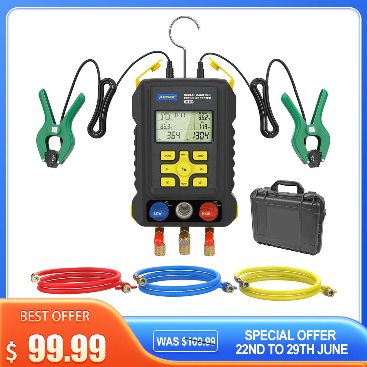 Digital HVAC Manifold Gauge Set Refrigeration A/C Pressure Vacuum ...