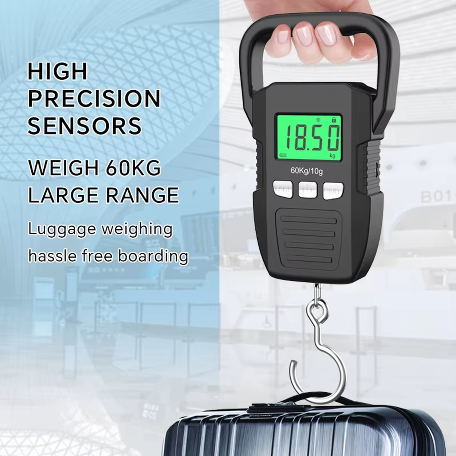 Digital Hanging Scale 60kg Capacity with LCD Display Portable ...