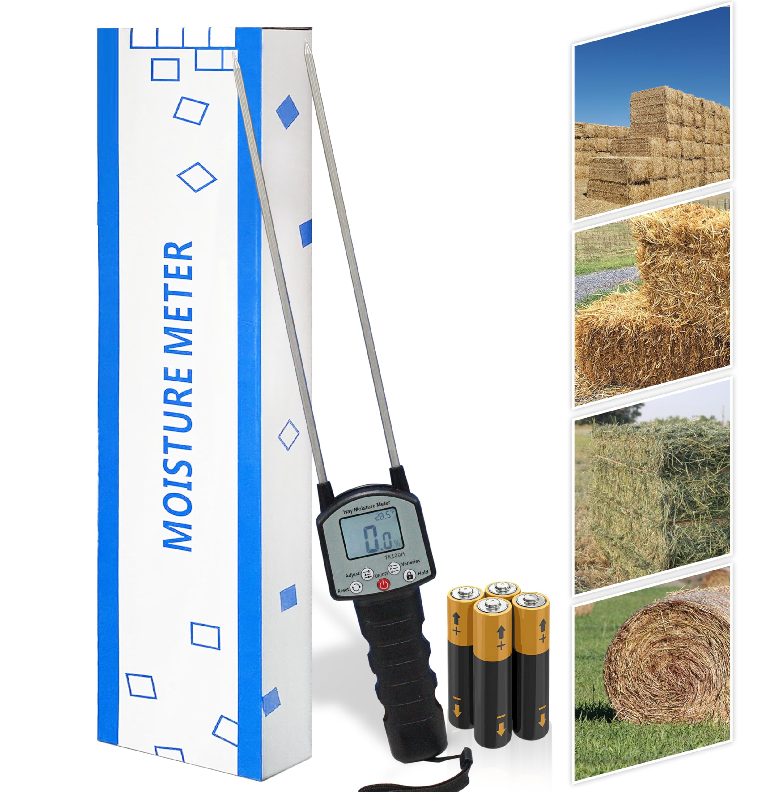 Digital Hay Moisture Meter Tester, Hay Moisture Probe with TrueMoist ...