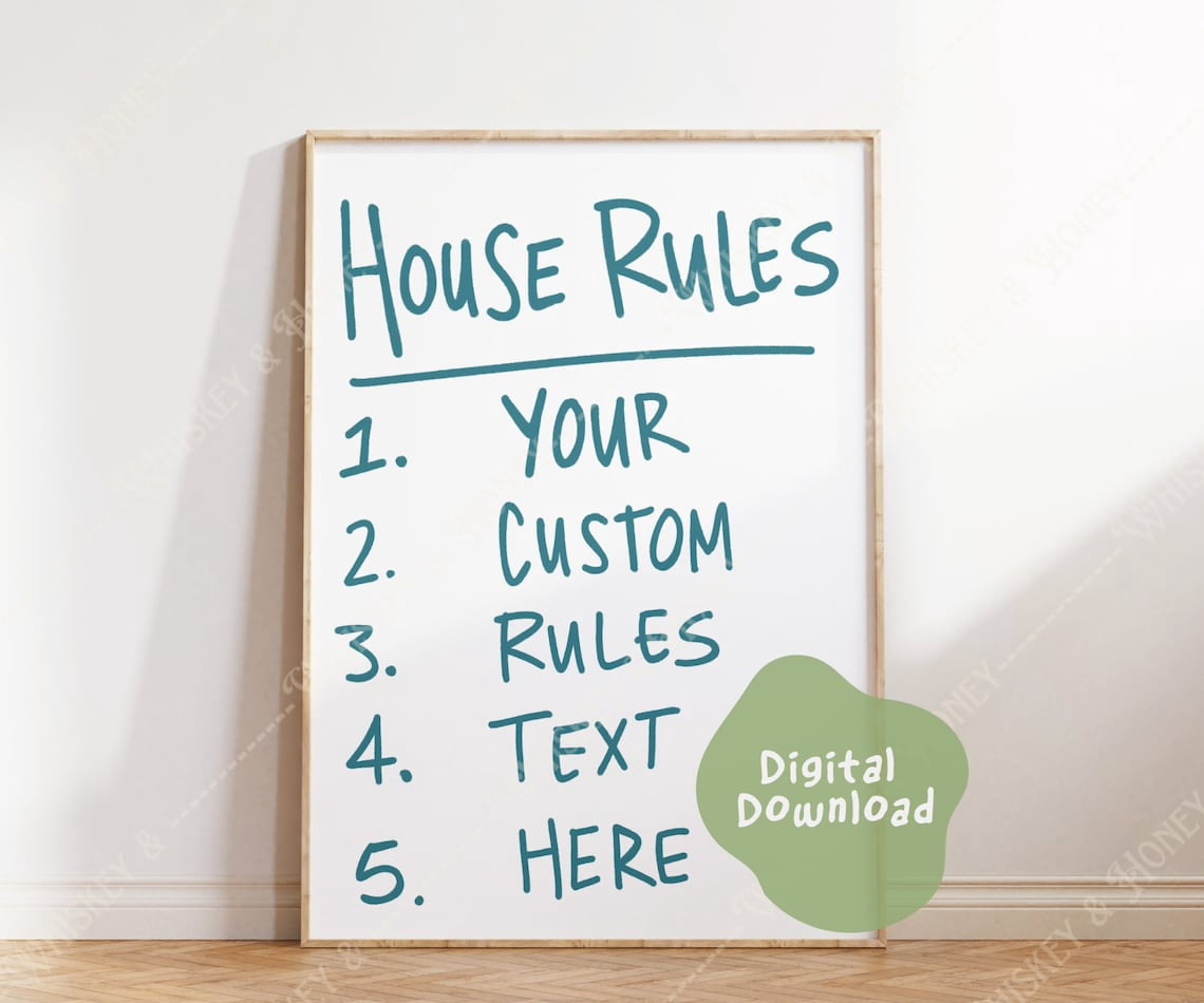 Digital, House Rules Art Print, Create Your Own Rules, Gift Ideas ...