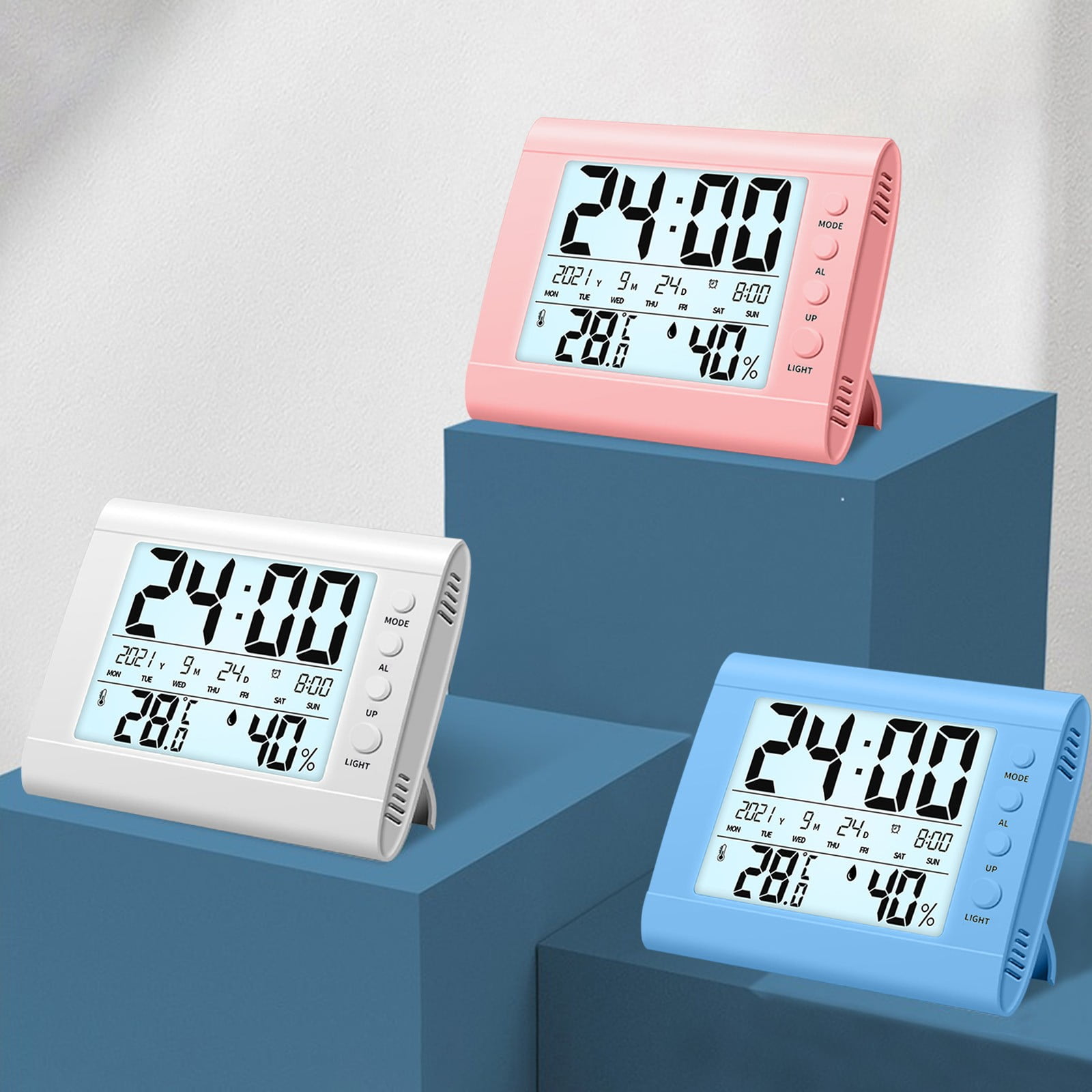 Digital Hygrometer, Large Screen Thermometer, Dual-Function Clock, LED ...