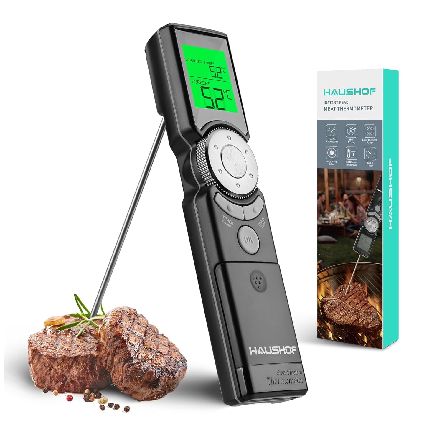 Digital Instant Read Meat Thermometer, High Accuracy Cooking ...
