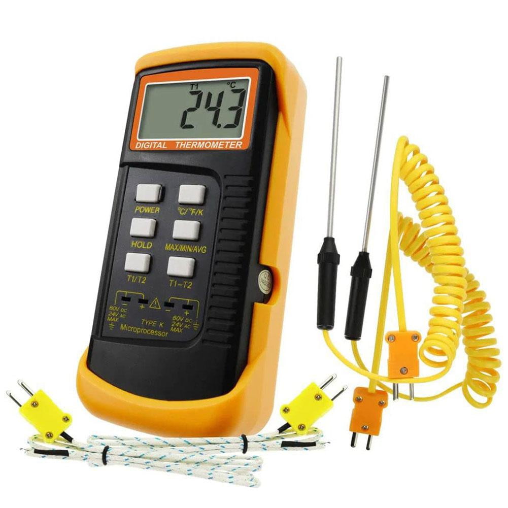 Digital K Type Thermocouple Thermometer with 4 Thermocouples Probes, -50C1370C Measuring Range ...