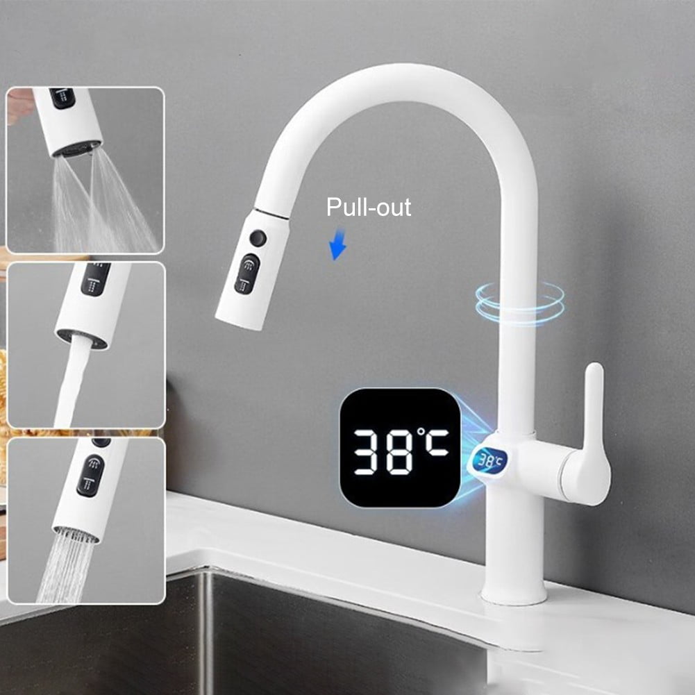 Digital Kitchen Faucet With Led Temperature Display, Pull-Down Sprayer ...