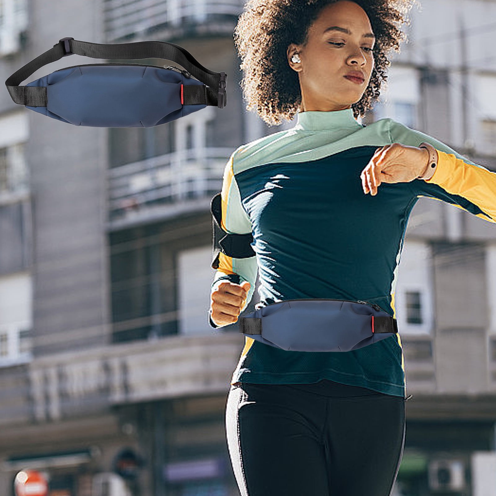 Qaailabf Nylon Crossbody Running Bag with Zippered Pockets | Adjustable ...