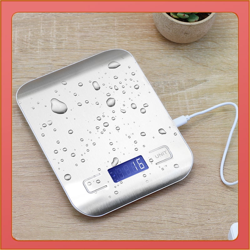 Digital Kitchen Scale 5kg/10kg Stainless Steel Panel USB Charg Precise Small Platform Scale ...