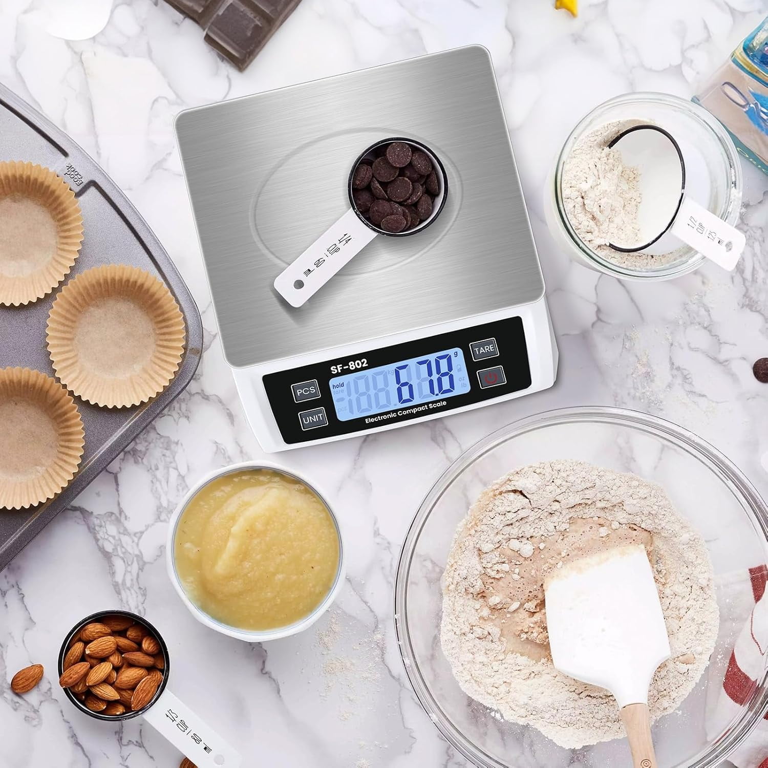 Digital Kitchen Scale for Baking Cooking Stainless Steel with LCD ...