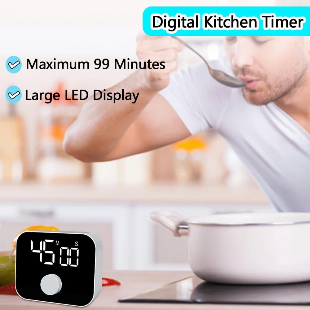 Digital Kitchen Timer for Kids, 99 Minutes Large LED Countdown Timer ...