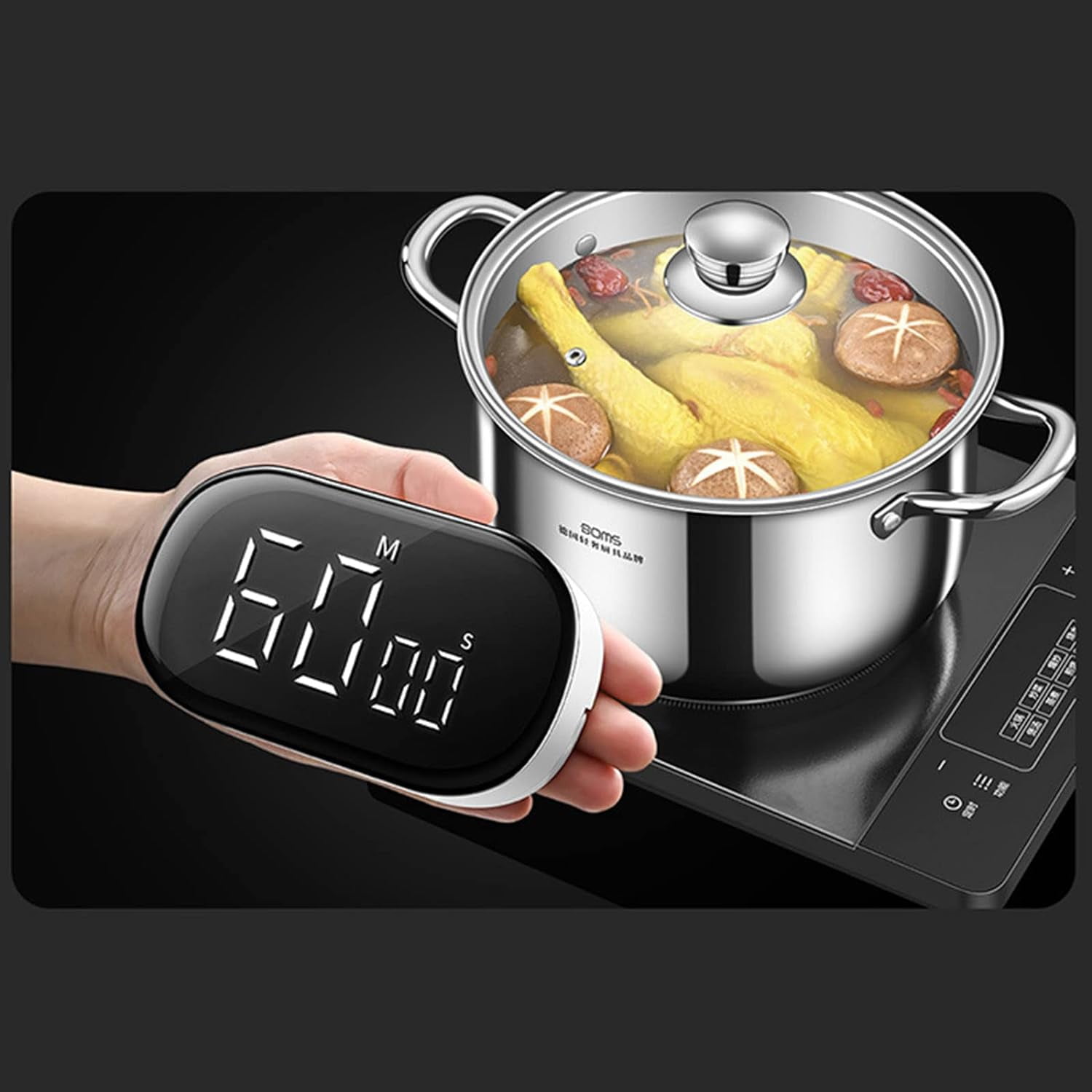 Digital Kitchen Timer, Magnetic Countdown Countup Timer Large LED ...