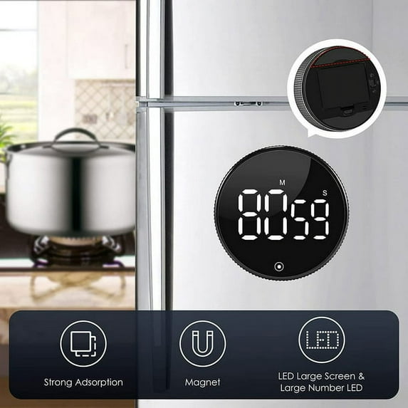 Digital Kitchen Timer - Magnetic Countdown Countup Timer with Large LED Display Volume ...