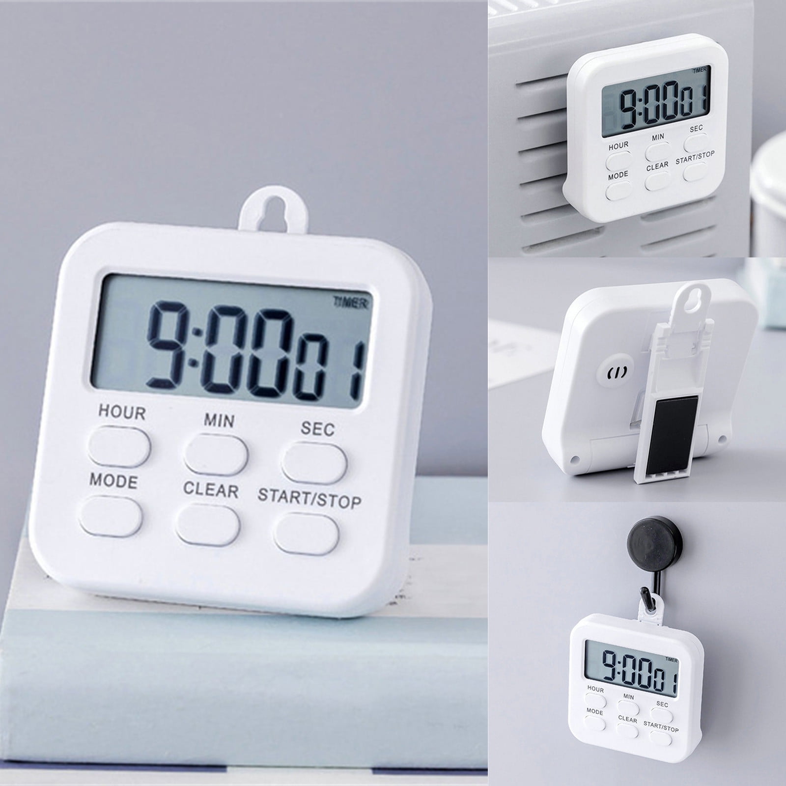Digital Kitchen Timer | Mini LCD Countdown/Count Up Alarm with Silent ...