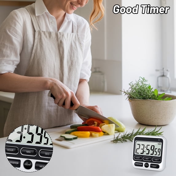 Digital Kitchen Timer with Mute/Loud Alarm Switch ON/Off Switch, Memory ...