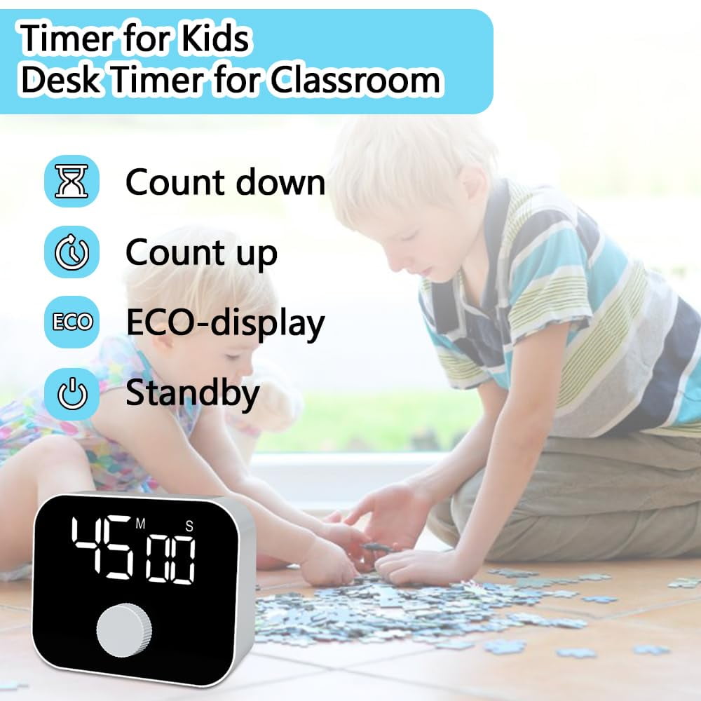 Digital Kitchen Timer, Visual Timer for Kids 99 Minute Large LED Display Magnetic Countdown ...