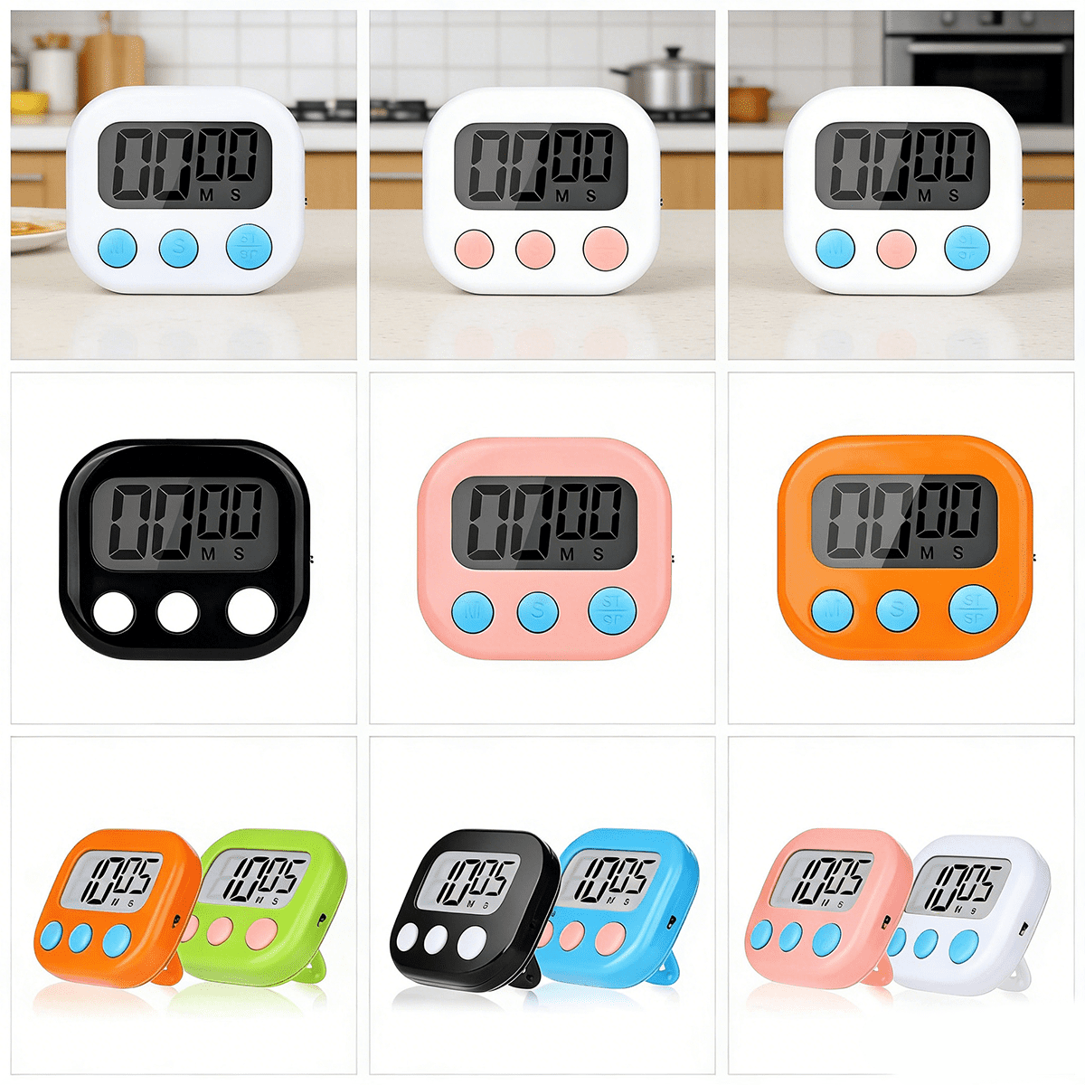 Digital Kitchen Timers, Magnetic Countdown Timers with Big Digits Loud ...