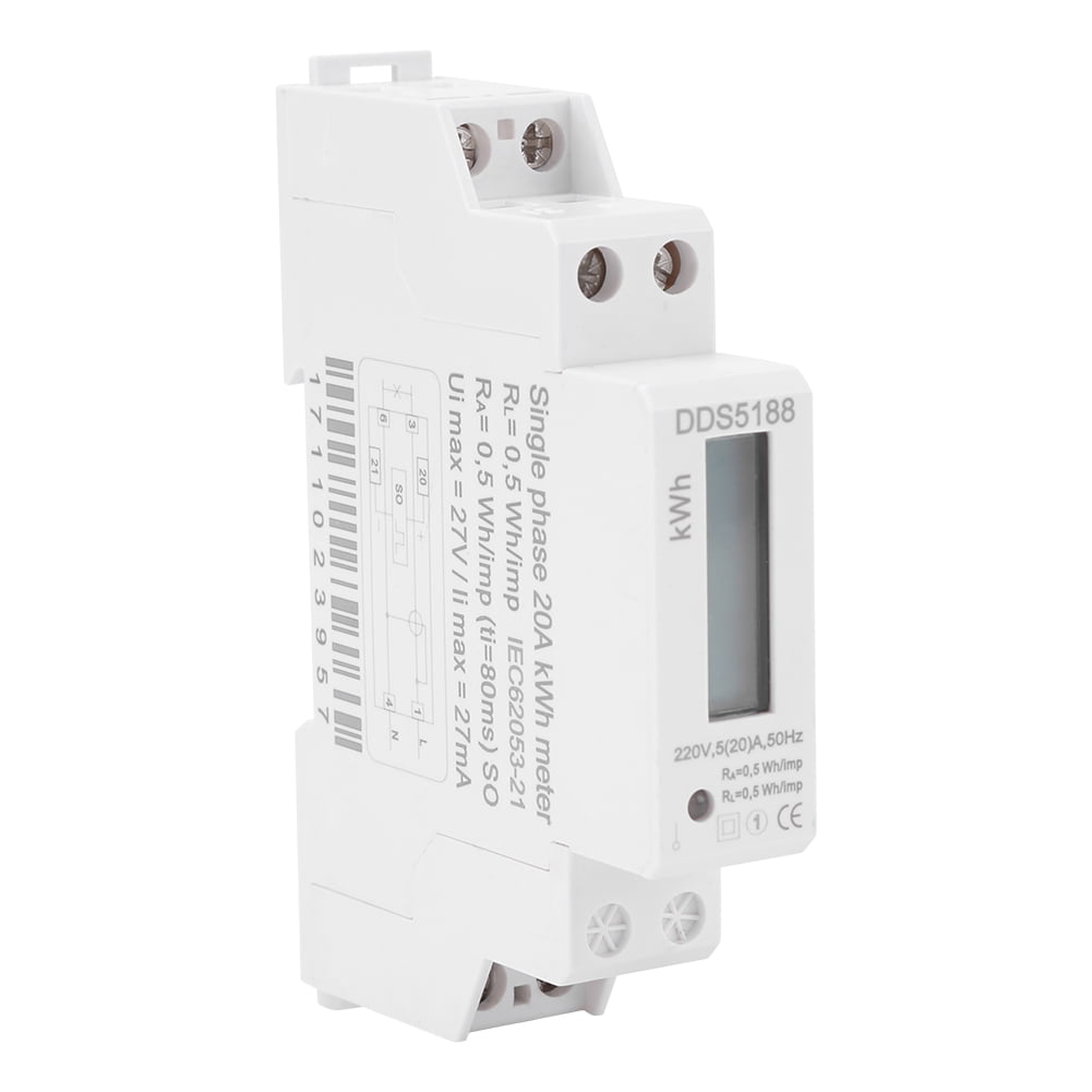 Digital LCD 220V Single Phase Din Rail 5-20A Electronic Energy KWh ...