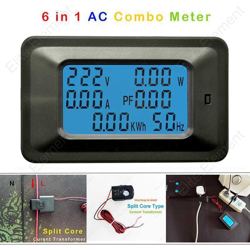 Digital LCD AC100a Volt Ampere performance monitoring Ammeter Voltmeter ...