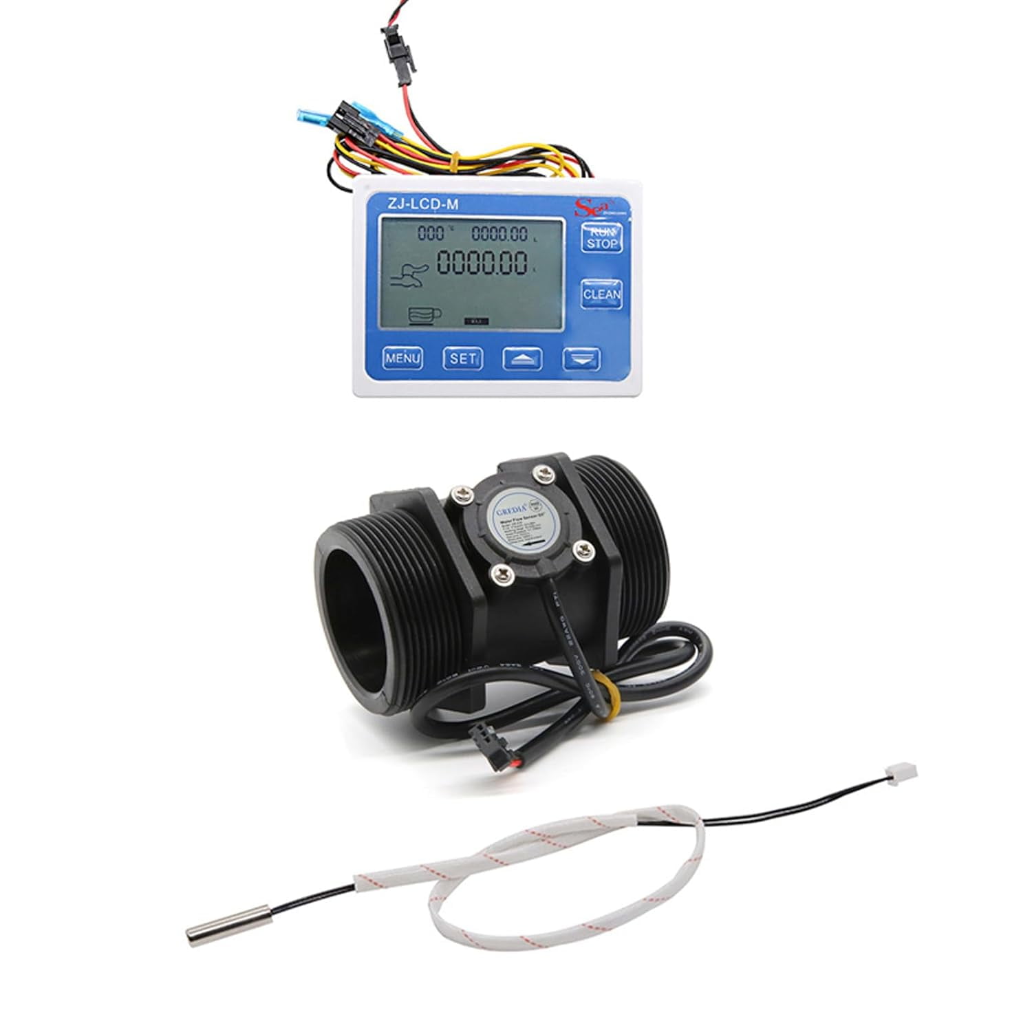 Digital LCD Display Quantitative Controller for Water + 2" Hall Effect Flow Sensor Flowmeter ...
