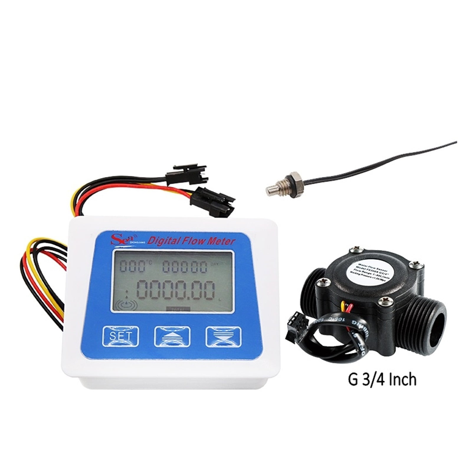 Digital LCD Display Water Flow Sensor Meter Flowmeter Totameter ...