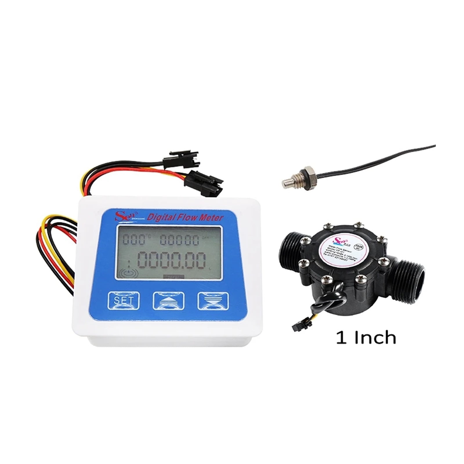 Digital LCD Display Water Flow Sensor Meter Flowmeter Totameter ...