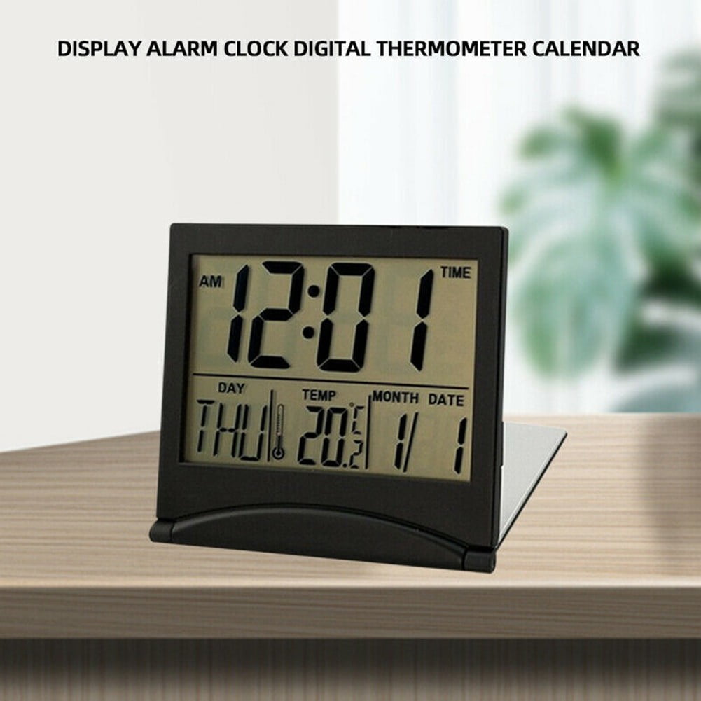 Digital LCD Folding Desktop Travel Alarm Clock Calendar Temperature ...