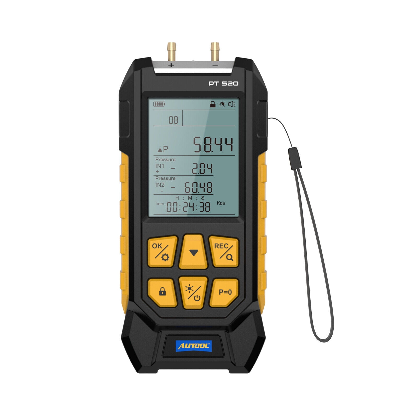 Digital LCD Manometer HVAC Differential Air Pressure Meter Dual Port ...