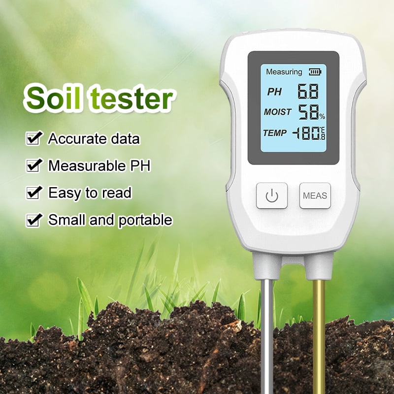 Digital LCD Soil Tester 3-in-1 PH/Moisture/Temp 3.0-9 pH Meter Metal ...
