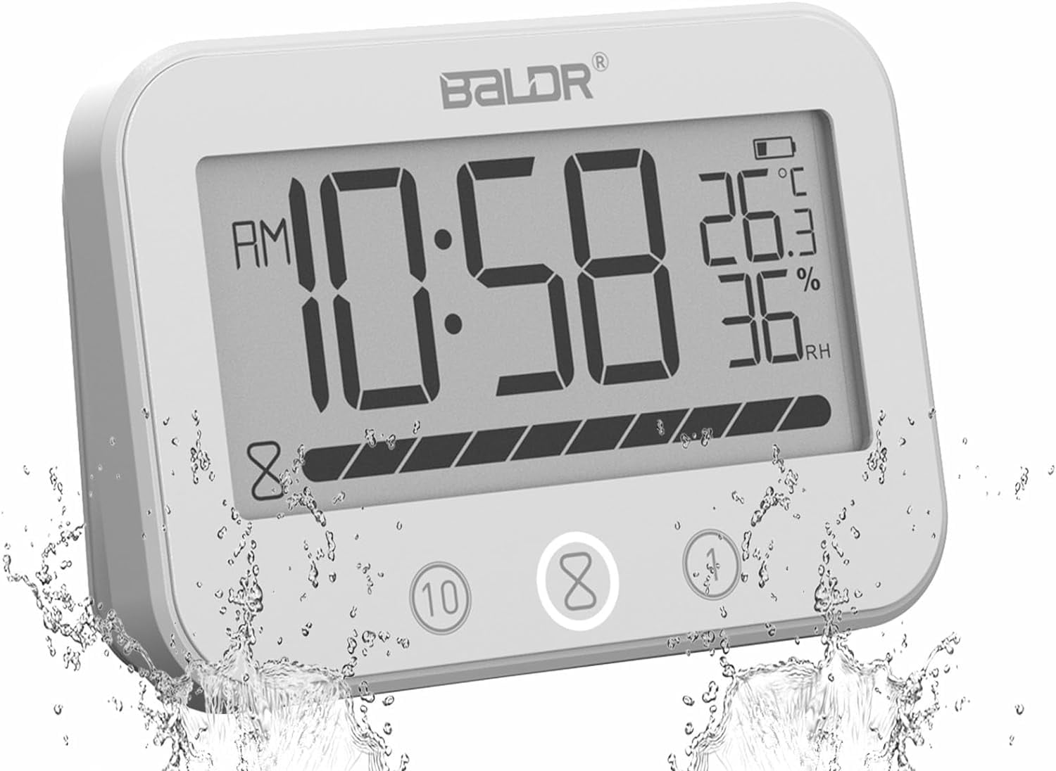 Digital LCD Waterproof Timer Shower Clock, Waterproof for Water Spray ...