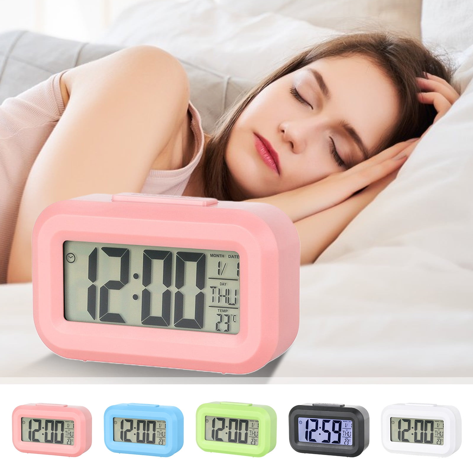 Digital LED Alarm Clock with Snooze, 12/24H Time Display, Countdown Timer, Stereo Digital ...