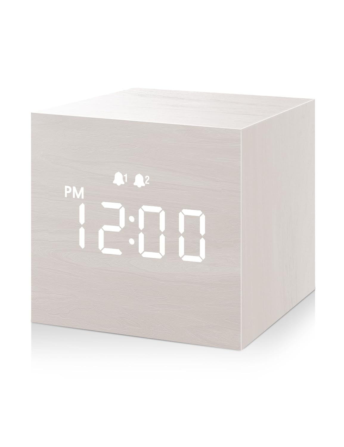 Digital LED Alarm Clock Wooden Electronic Time Display with 3 Alarms, 2 ...