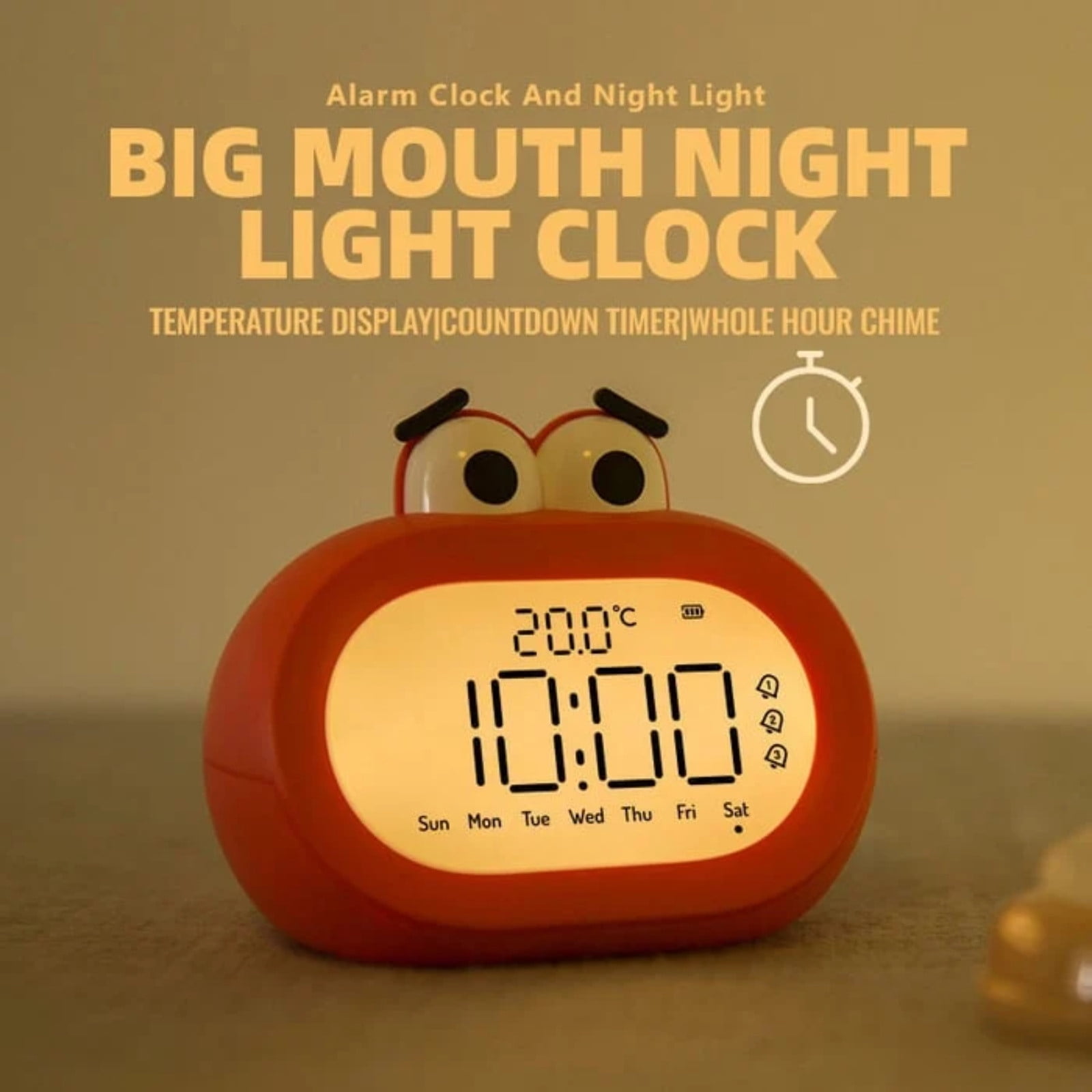 Digital LED Alarm Clock with Big Mouth Design - Modern Desk Clock with ...