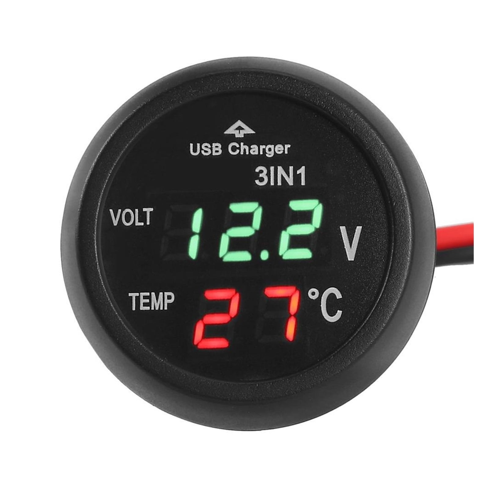 Digital LED Car Cigarette Lighter Voltmeter Thermometer Car Truck USB ...