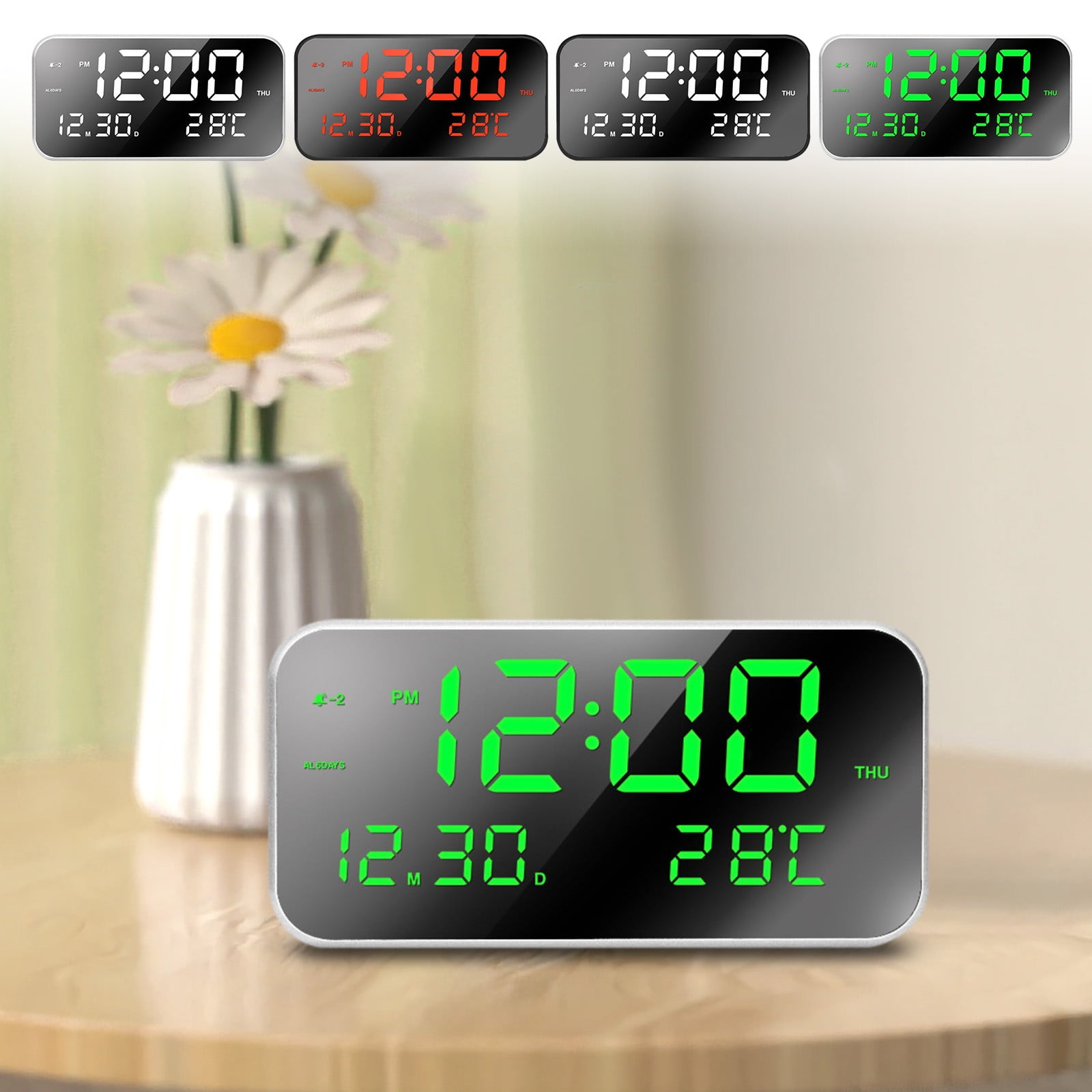 Digital LED Clock, Stereo Display, Temperature Monitor, Sleek Design ...