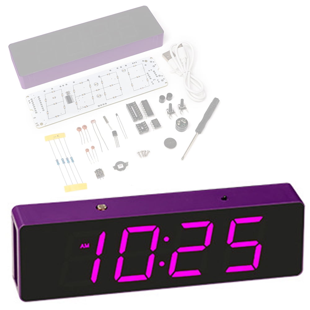 Digital LED Electronic Clock Kit Four Light Control Modes Alarm Clock ...