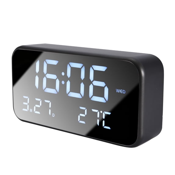 Digital LED Large Display Alarm Clock Mirror Face Clocks with Date ...