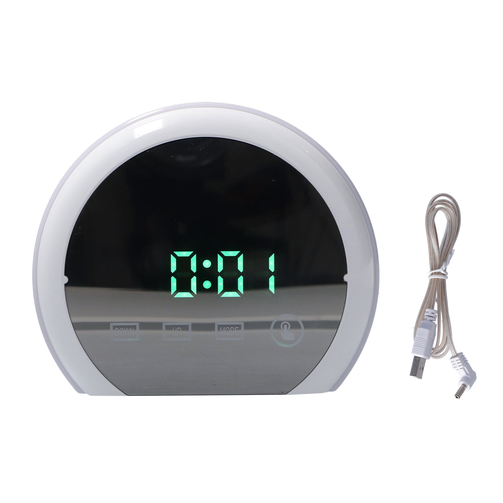 Digital LED Mirror Clock with 7 Color Lighting Snooze Alarm Clock ...