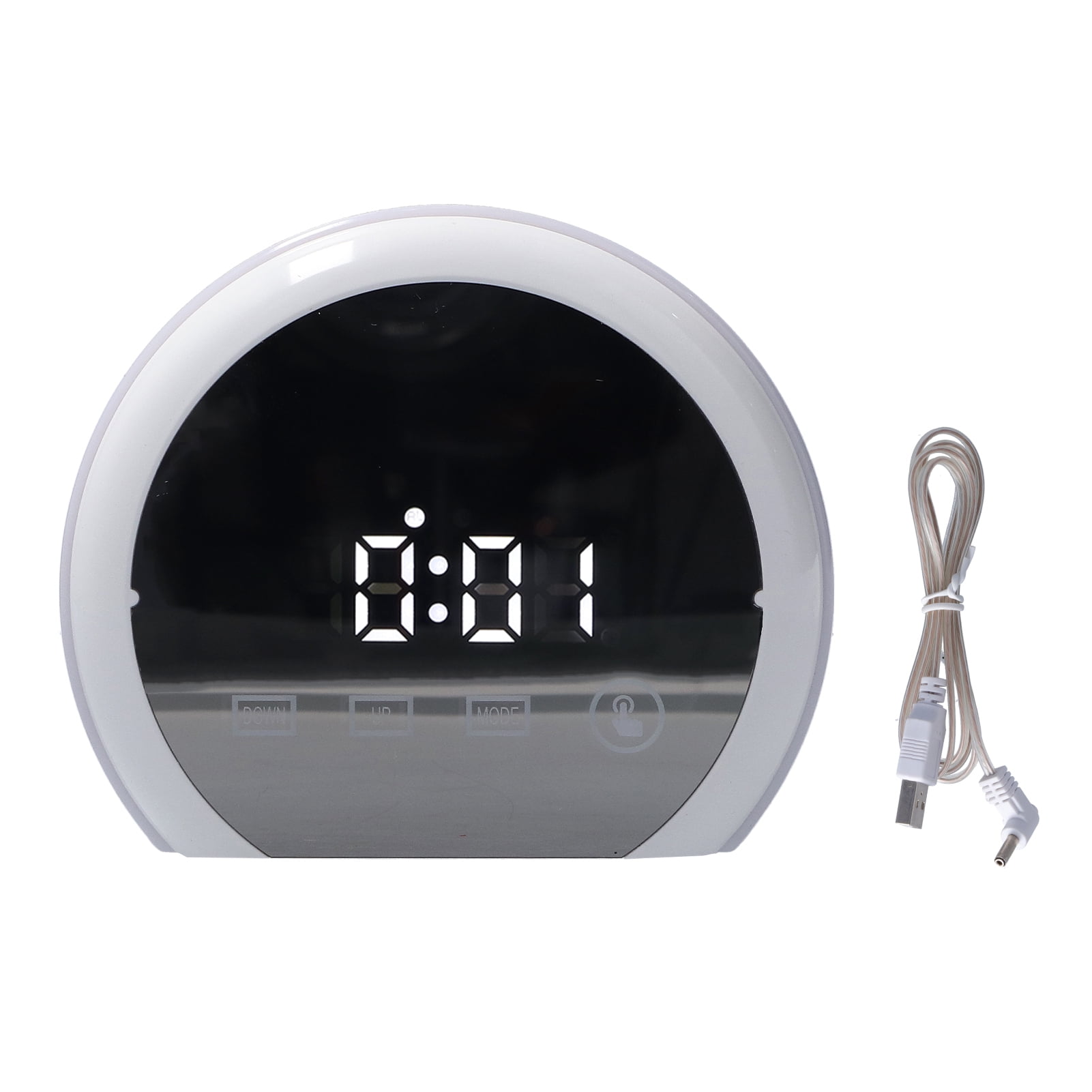 Digital LED Mirror Clock with 7 Color Lighting Snooze Alarm Clock ...