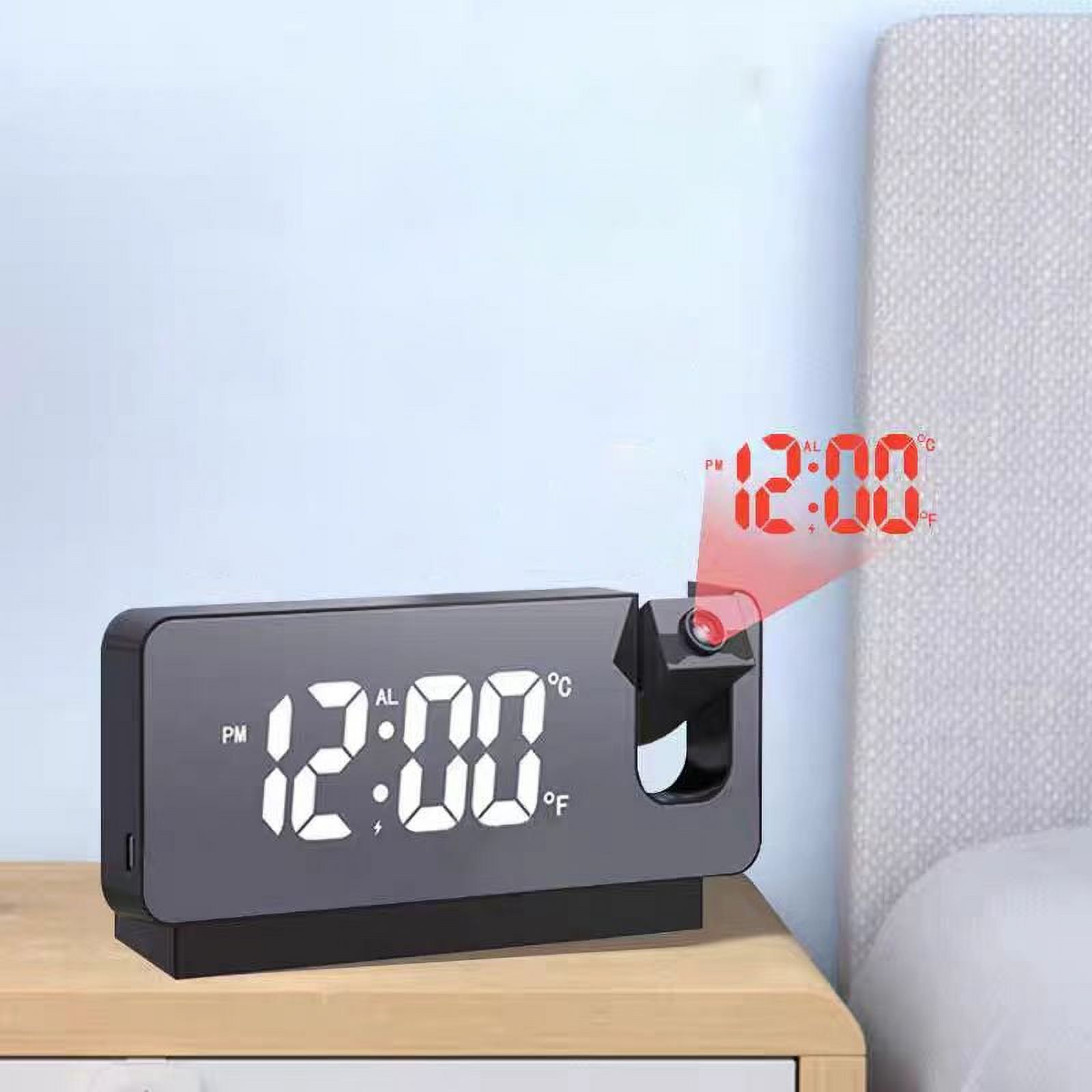 Digital LED Projection Alarm Clock Table Clock Bedroom Bedside Clock ...