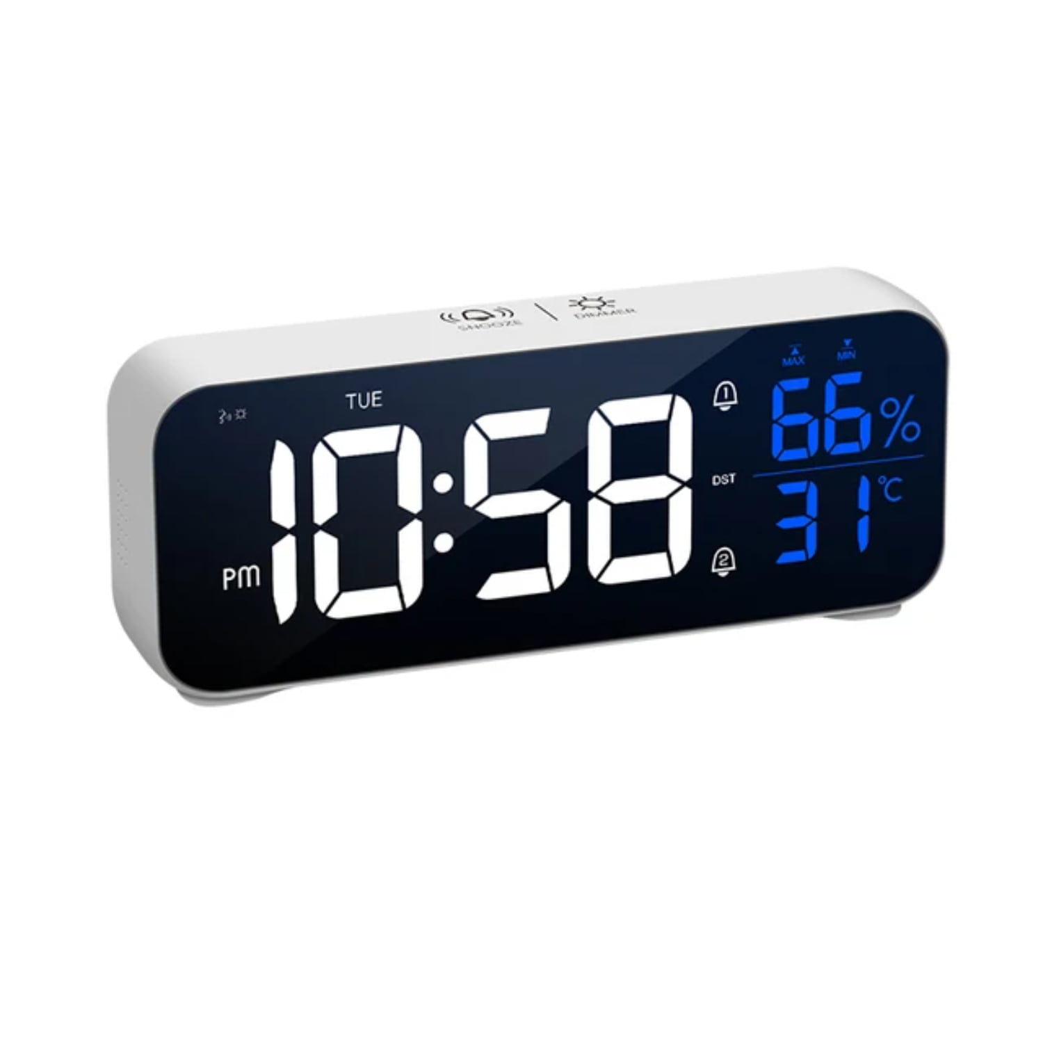 Digital LED Rechargeable Wall Table Clock with Dual Alarms Voice ...
