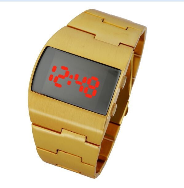 Digital LED Watch for Men, Alloy Case and Strap, 12-Hour Time Display ...