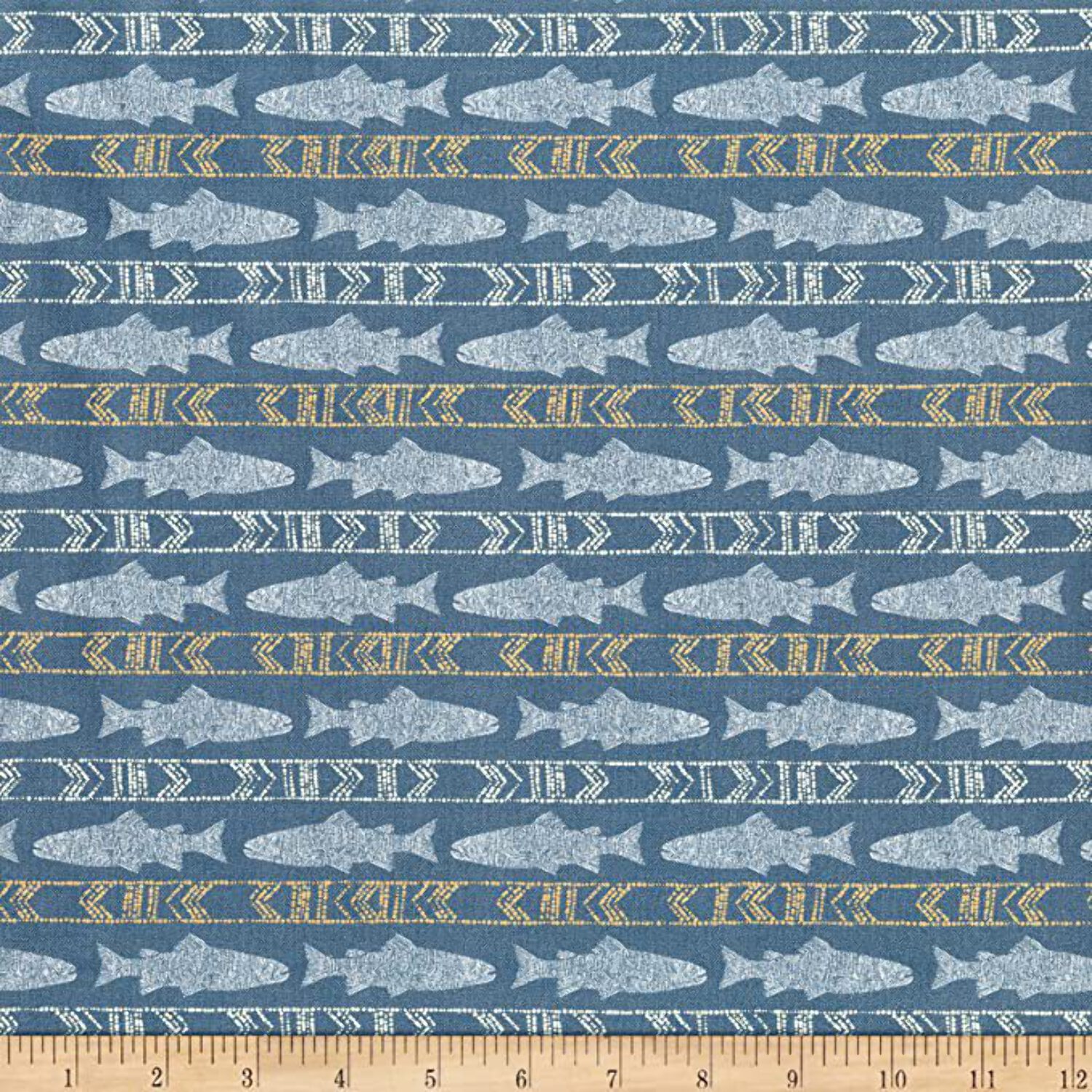 Digital Lake Escape Fish Stripe Dark Blue Cotton Fabric - Walmart.com